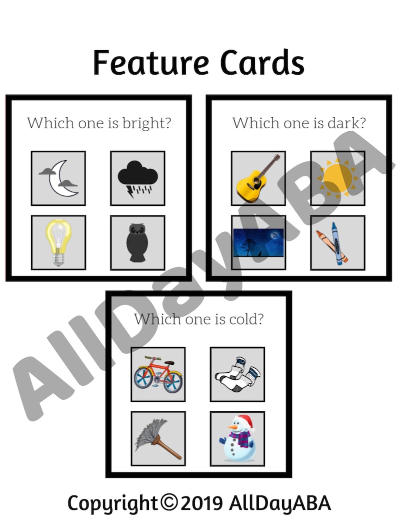 Feature Cards ABA & Speech Therapy Discrete Trial Training | Etsy