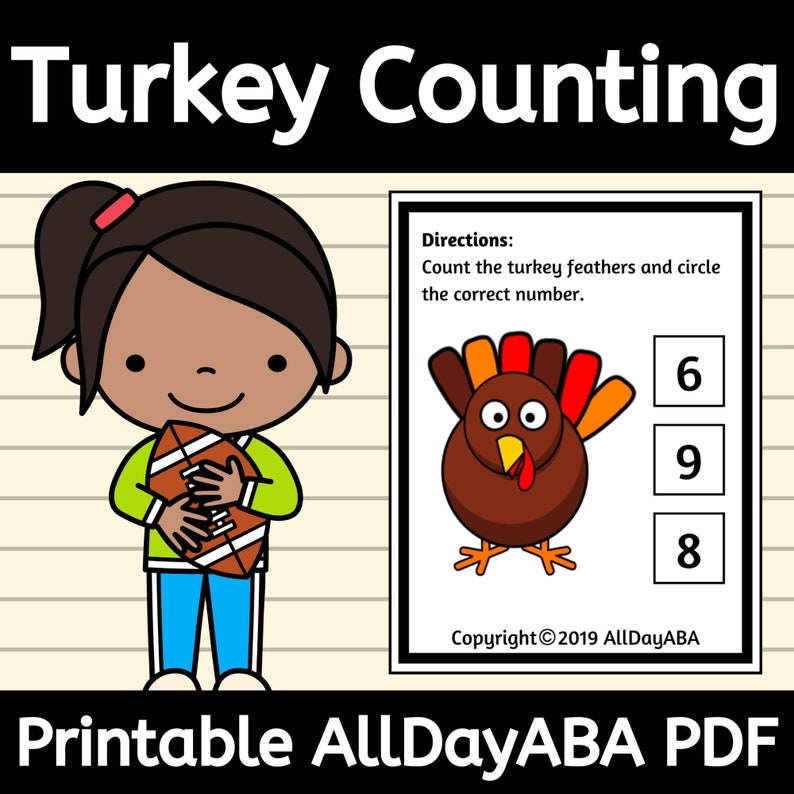 Thanksgiving Turkey Feather Counting - ABA Therapy, Special Education ...