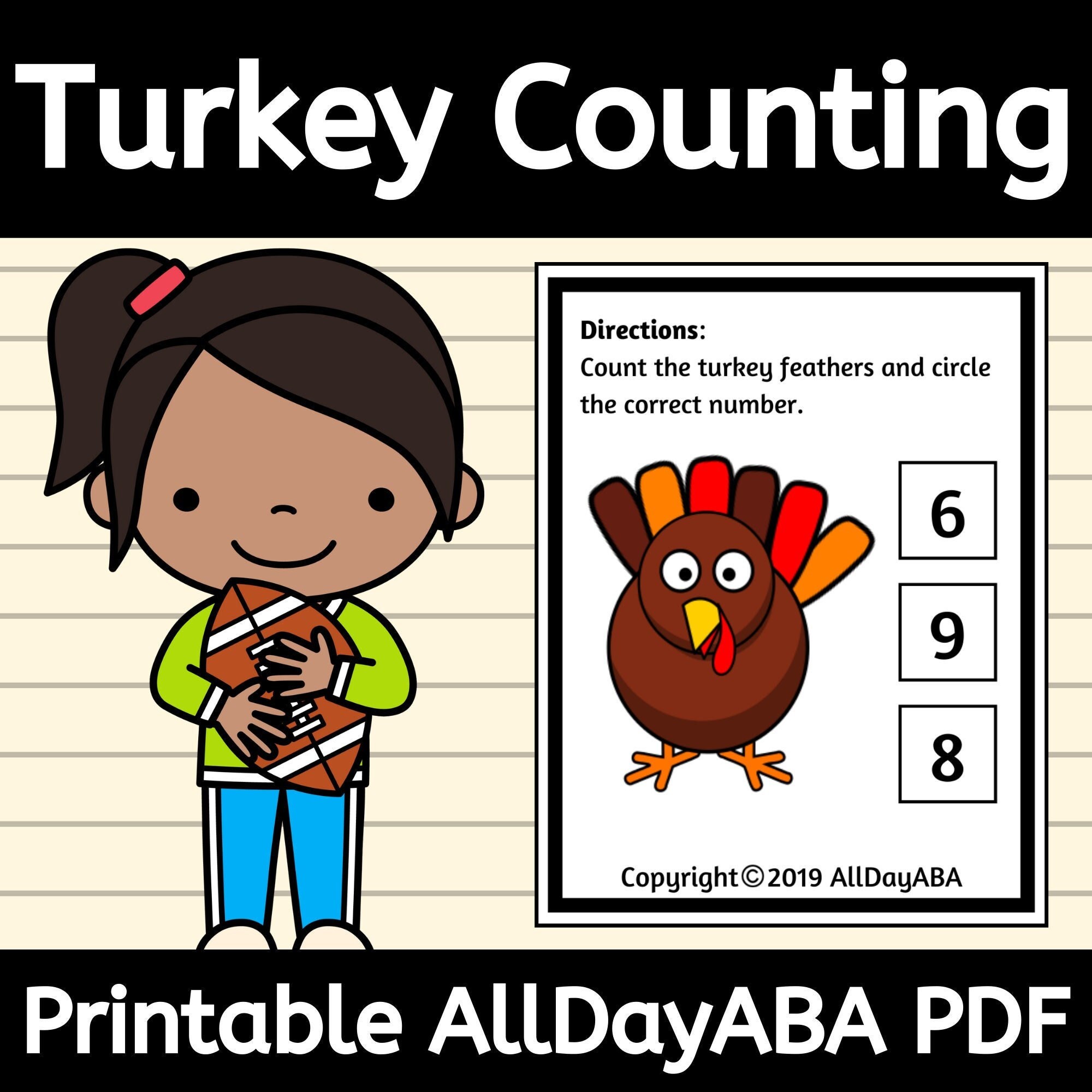 Thanksgiving Turkey Feather Counting ABA Therapy (Instant Download) - Etsy