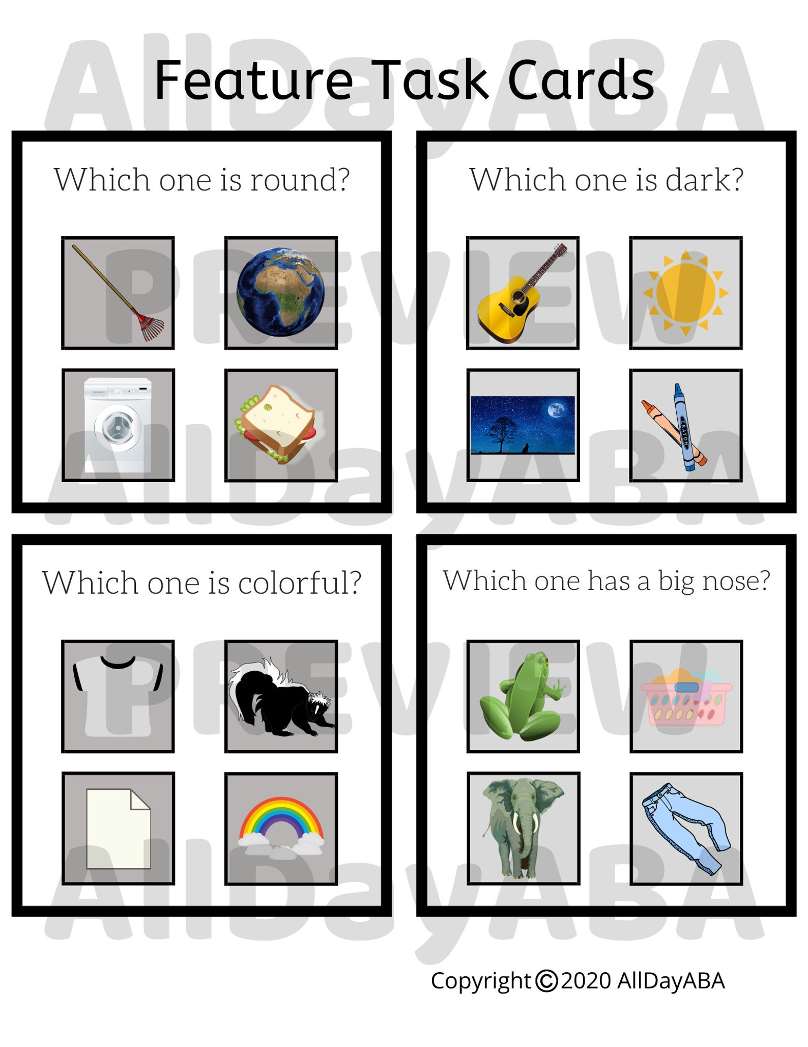 Feature Cards - ABA & Speech Therapy - Discrete Trial Training Flash ...