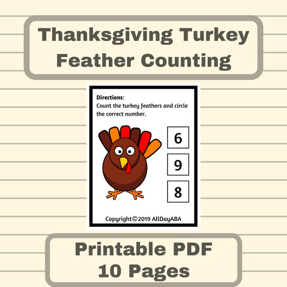 Thanksgiving Turkey Feather Counting ABA Therapy Special | Etsy