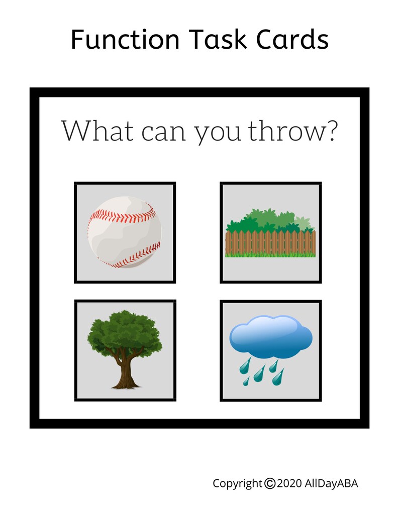 Function Cards - ABA & Speech Therapy - Discrete Trial Training Flash ...