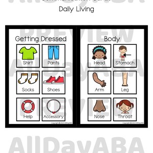 Daily Living Communication Cards for Non Verbal Autism AAC Visuals and ...