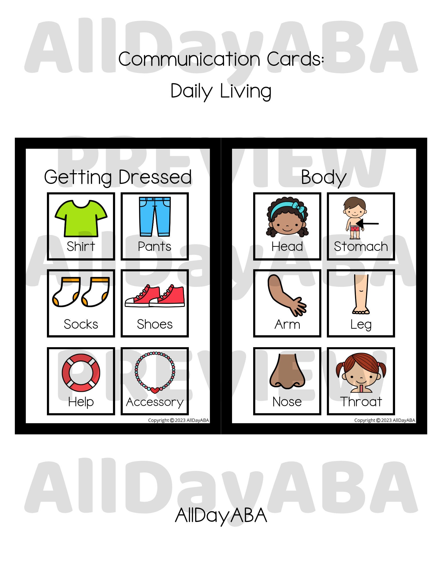 Daily Living Communication Cards for Non Verbal Autism AAC Visuals and ...
