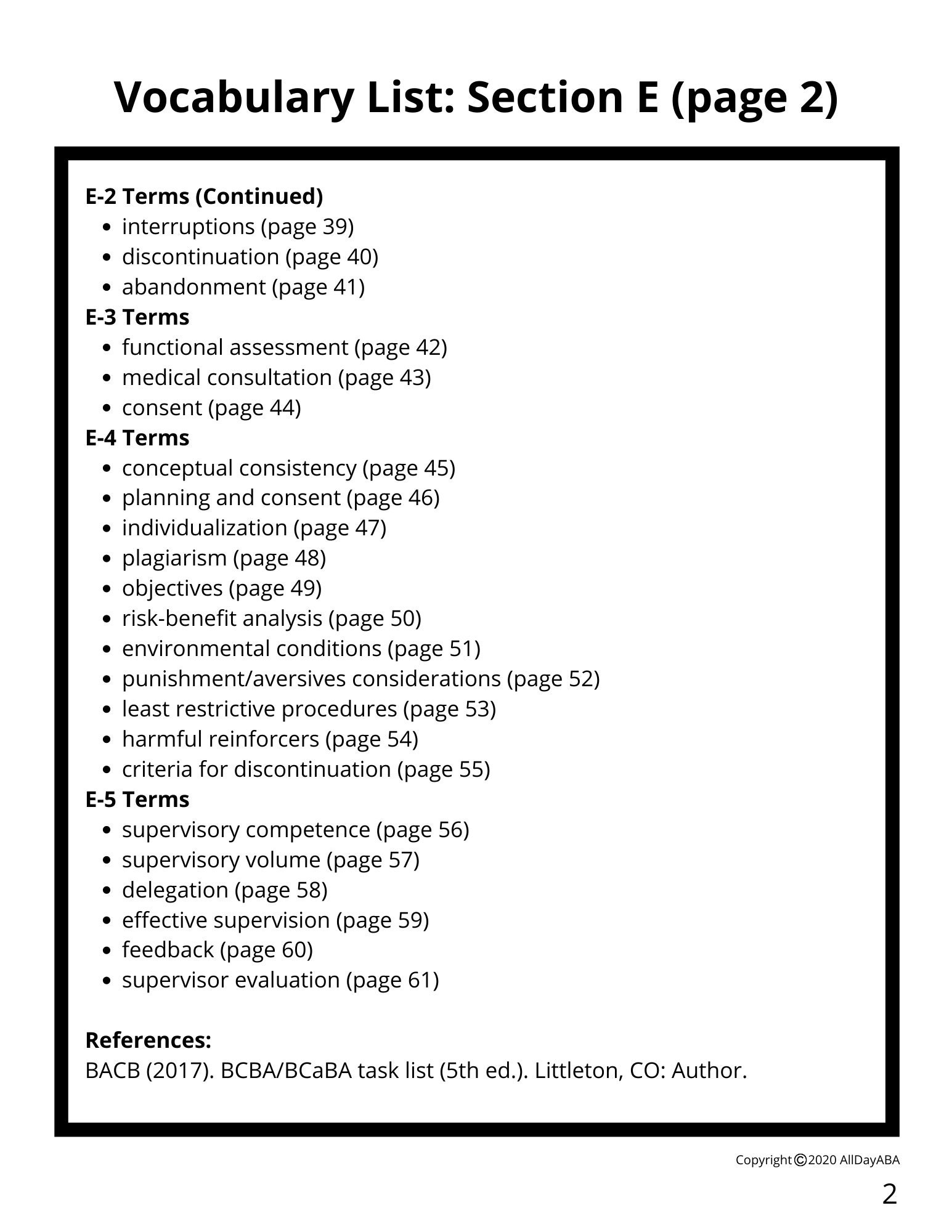 Section E Study Booklet 5th Edition Task List ABA Study | Etsy