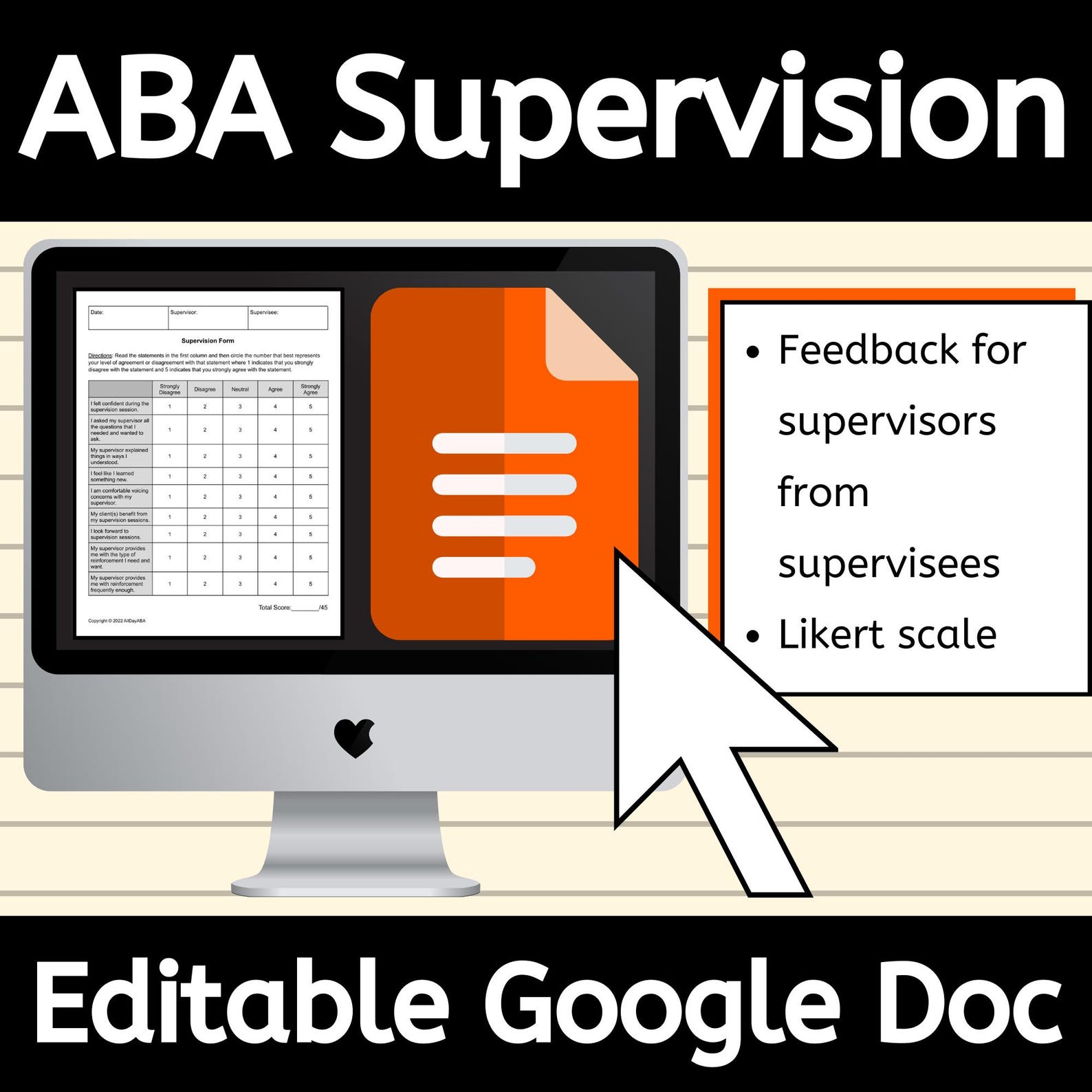 Editable Supervisor Feedback Form Google Doc™ for ABA and BCBA ...