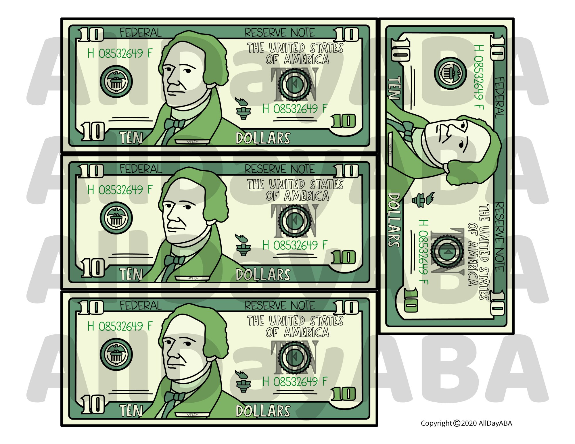 Pretend Money - US Bill - Play Money Printable - Pretend Play - Play ...