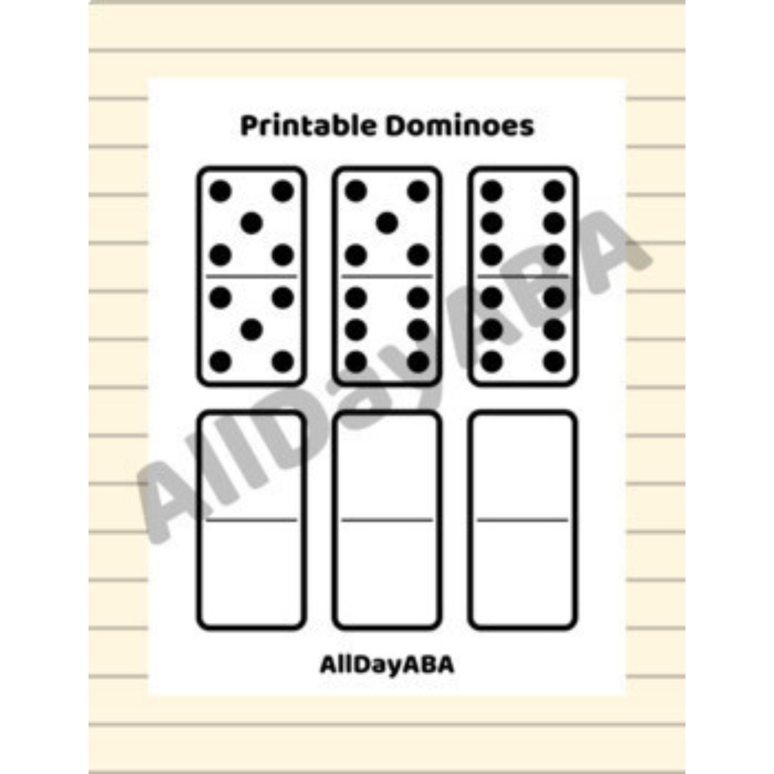 Printable Dominoes Domino Game Pieces Dominos for Math - Etsy