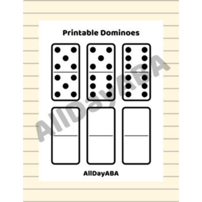 Printable Dominoes Domino Game Pieces Dominos for Math - Etsy