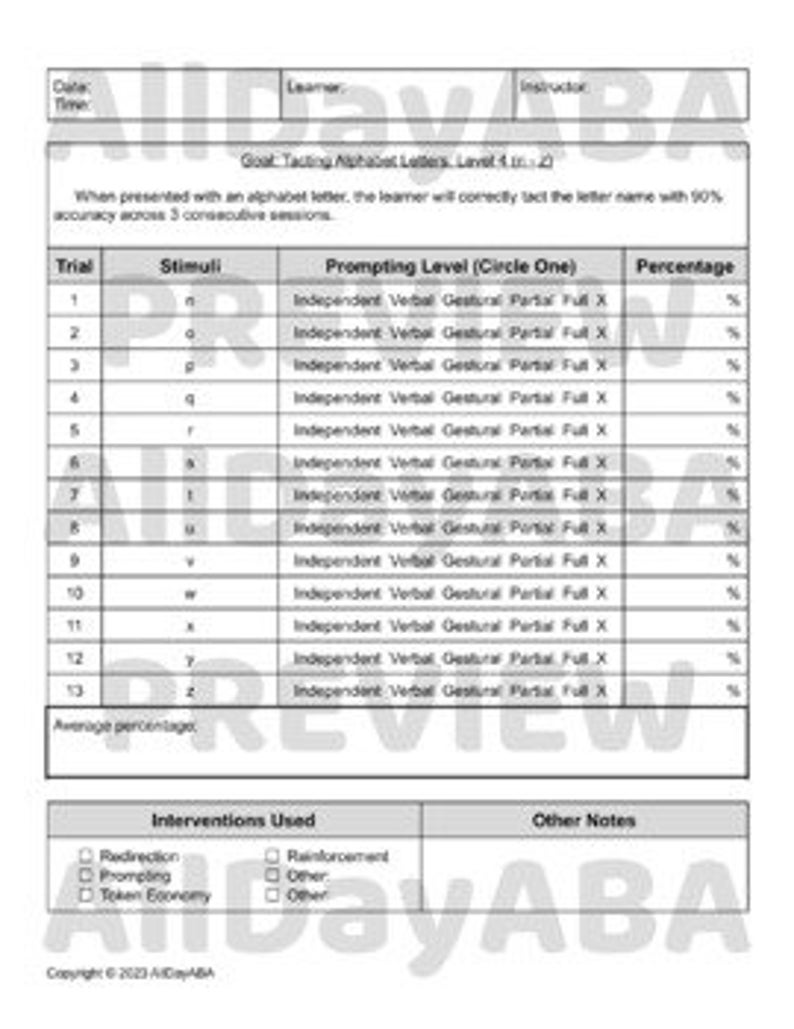 Editable Tacting Letters Data Sheet Google Doc™ for Alphabet ...