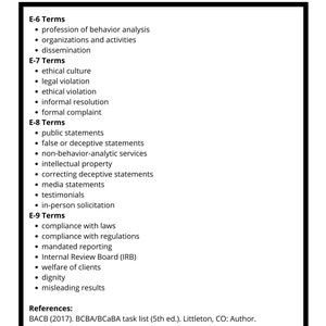 Section E Flash Cards 5th Edition Task List ABA Study | Etsy