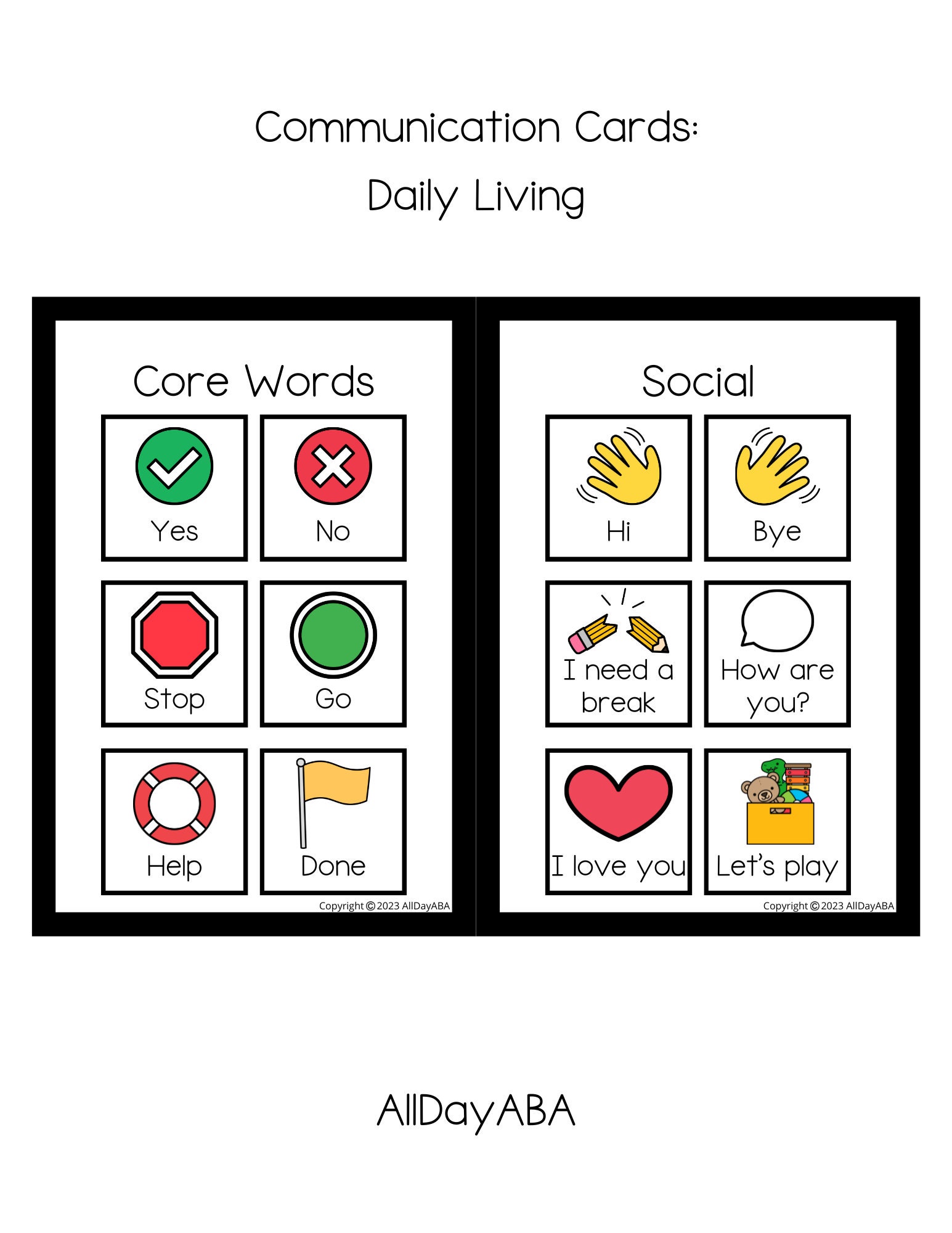 Daily Living Communication Cards for Non Verbal Autism AAC Visuals and ...