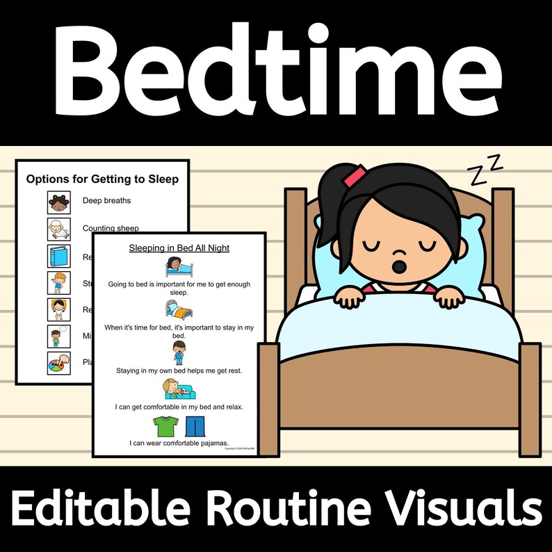 Visual Bedtime Routine for Sleep Hygiene and Staying in Bed for Kids ...