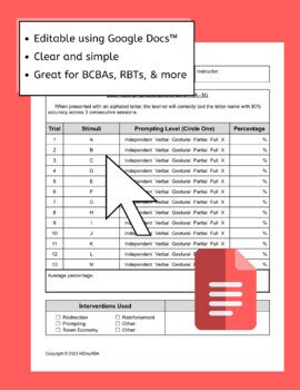 Editable Tacting Letters Data Sheet Google Doc™ for Alphabet ...