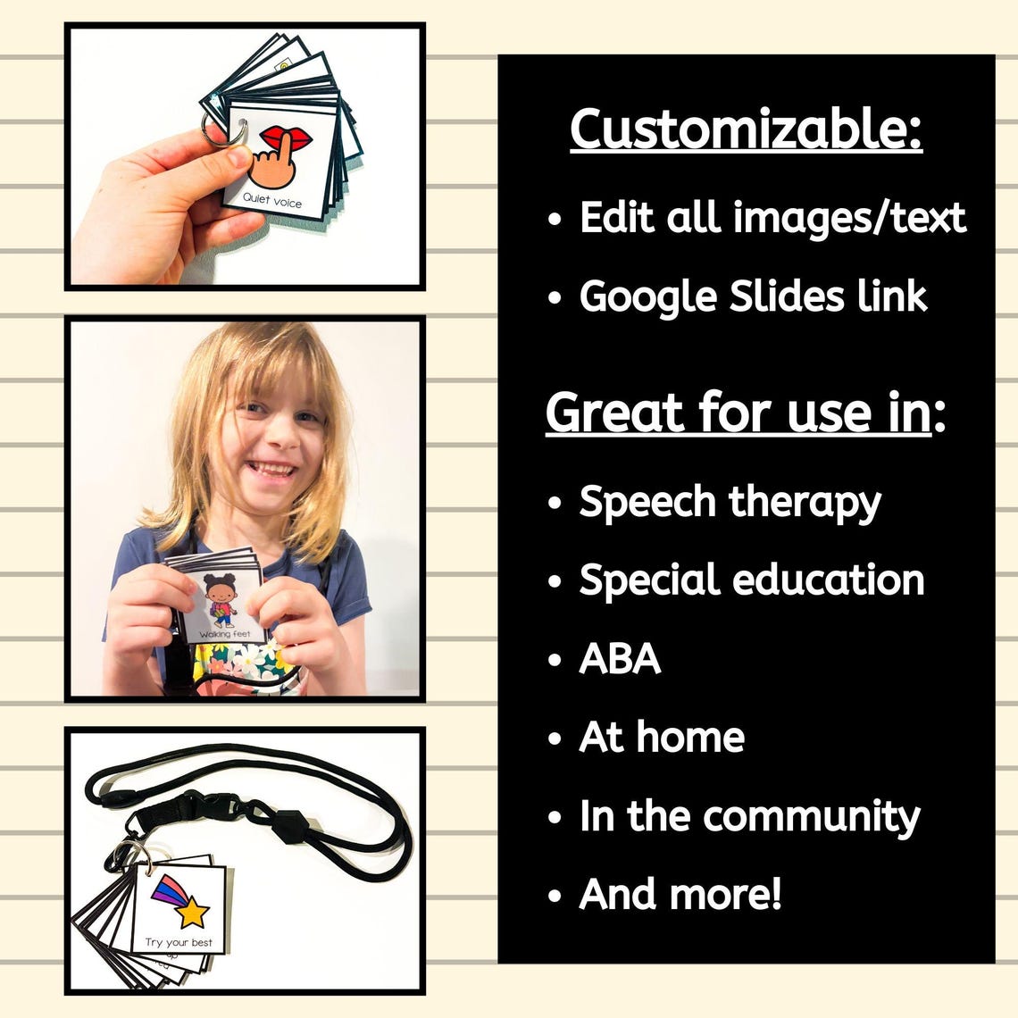 Behavior Cue Cards for Behavior Management of Autism in ABA Therapy and ...