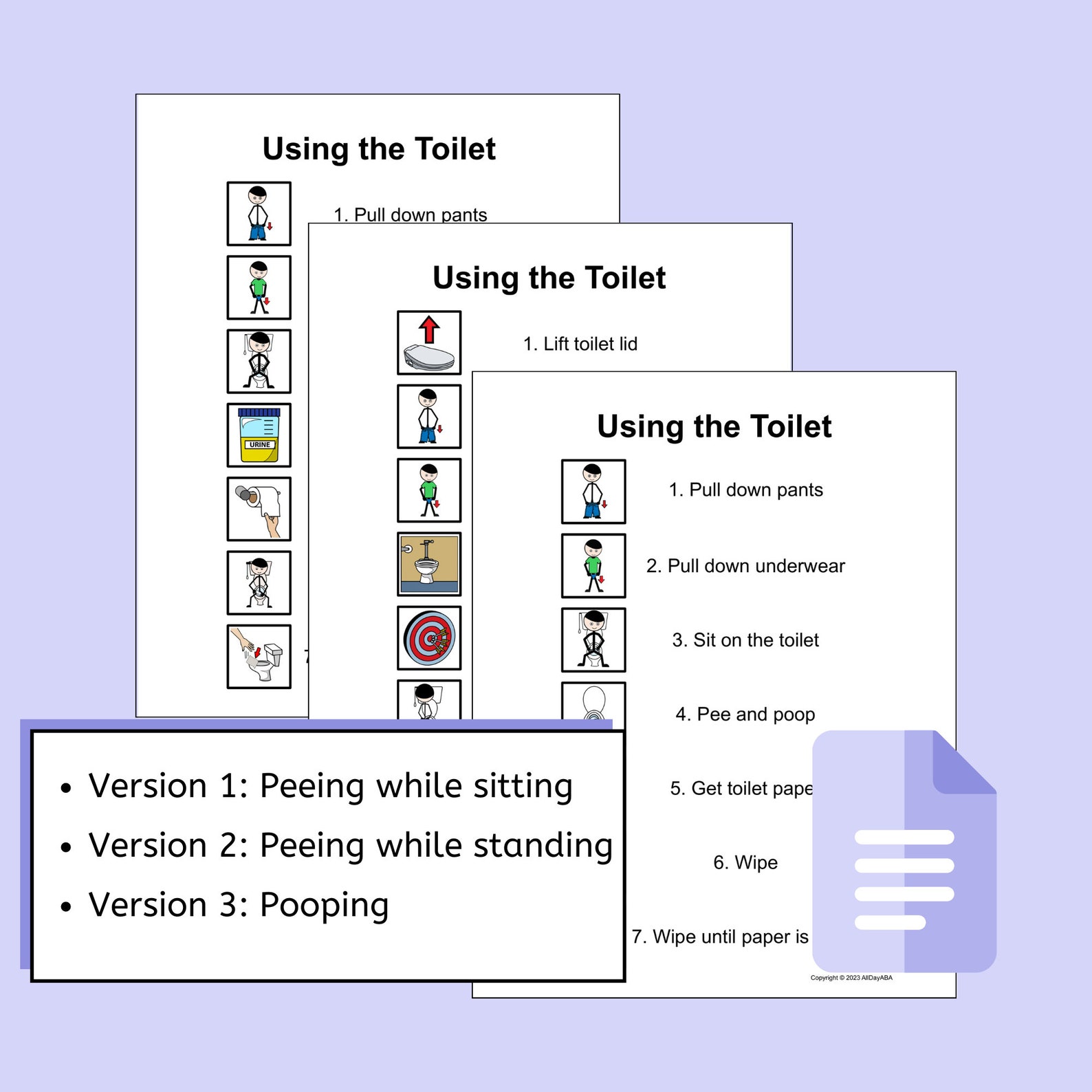 Potty Training Task Analysis Toilet Visuals and Data Sheet EDITABLE for ...
