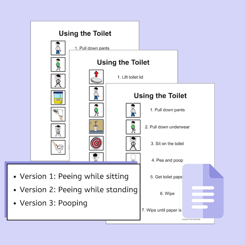 Potty Training Task Analysis Toilet Visuals and Data Sheet EDITABLE for ...