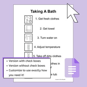 Taking A Bath EDITABLE Task Analysis Bathing Visuals and Data Sheet for ...