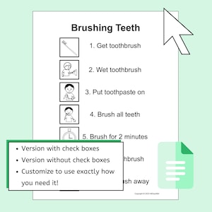 Brushing Teeth Task Analysis EDITABLE Visual Steps and Data Sheet for ...
