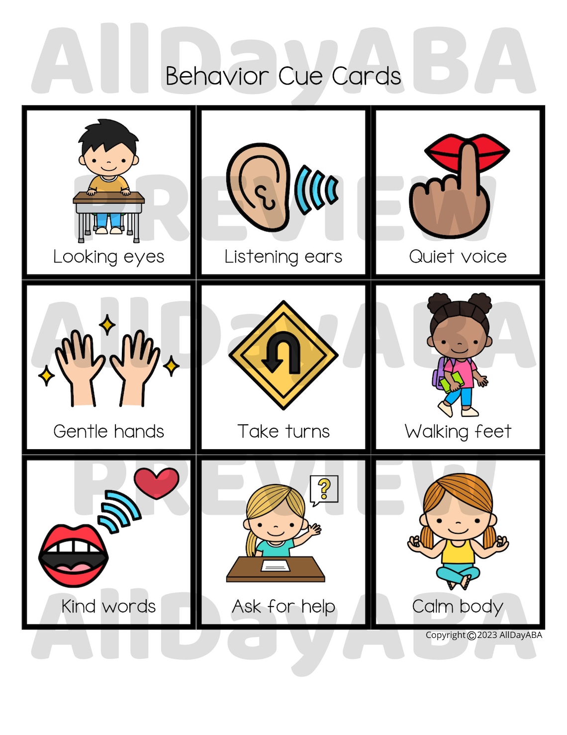 Behavior Cue Cards for Behavior Management of Autism in ABA Therapy and ... Behavior Cue Cards for Behavior Management of Autism in ABA Therapy and ...