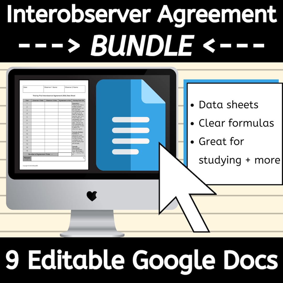 Interobserver Agreement Data Sheets Bundle With Editable - Etsy
