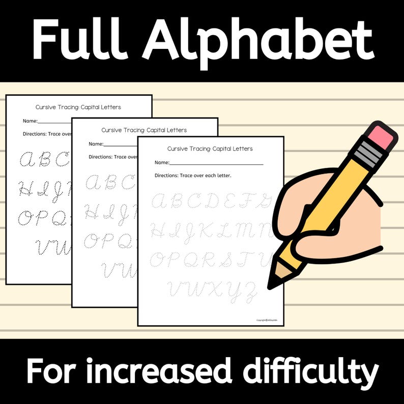 Cursive Handwriting Practice Tracing Worksheets Faded Stimulus Letter ...