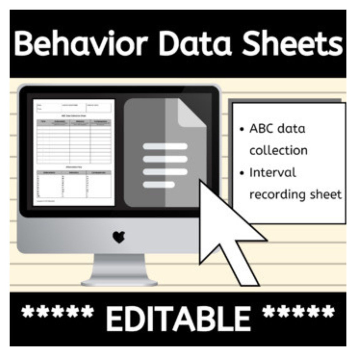 Editable Behavior Data Tracking Sheet ABC Data Form and Interval ...