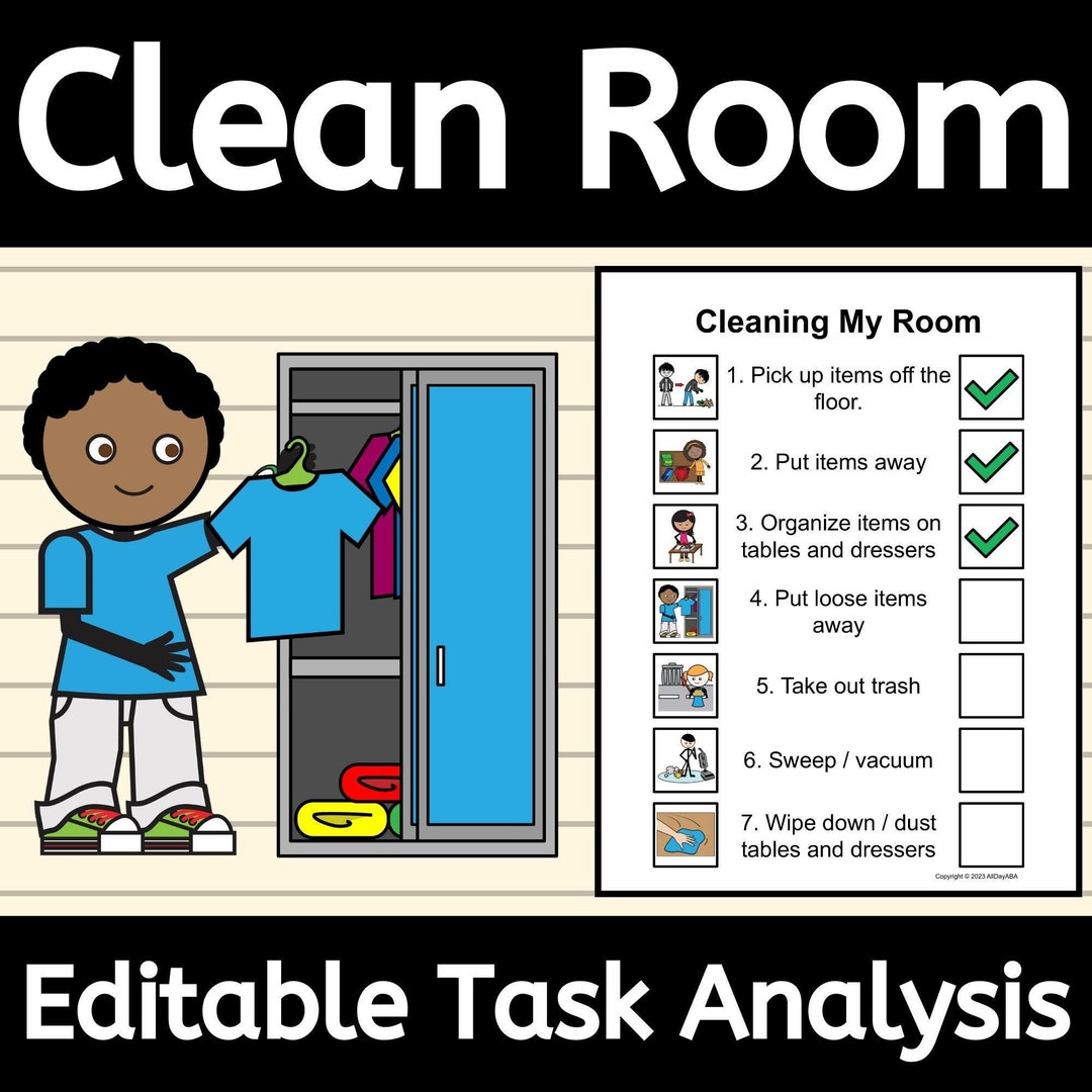 Cleaning My Room Task Analysis Bedroom Visuals and Data Sheet EDITABLE ...