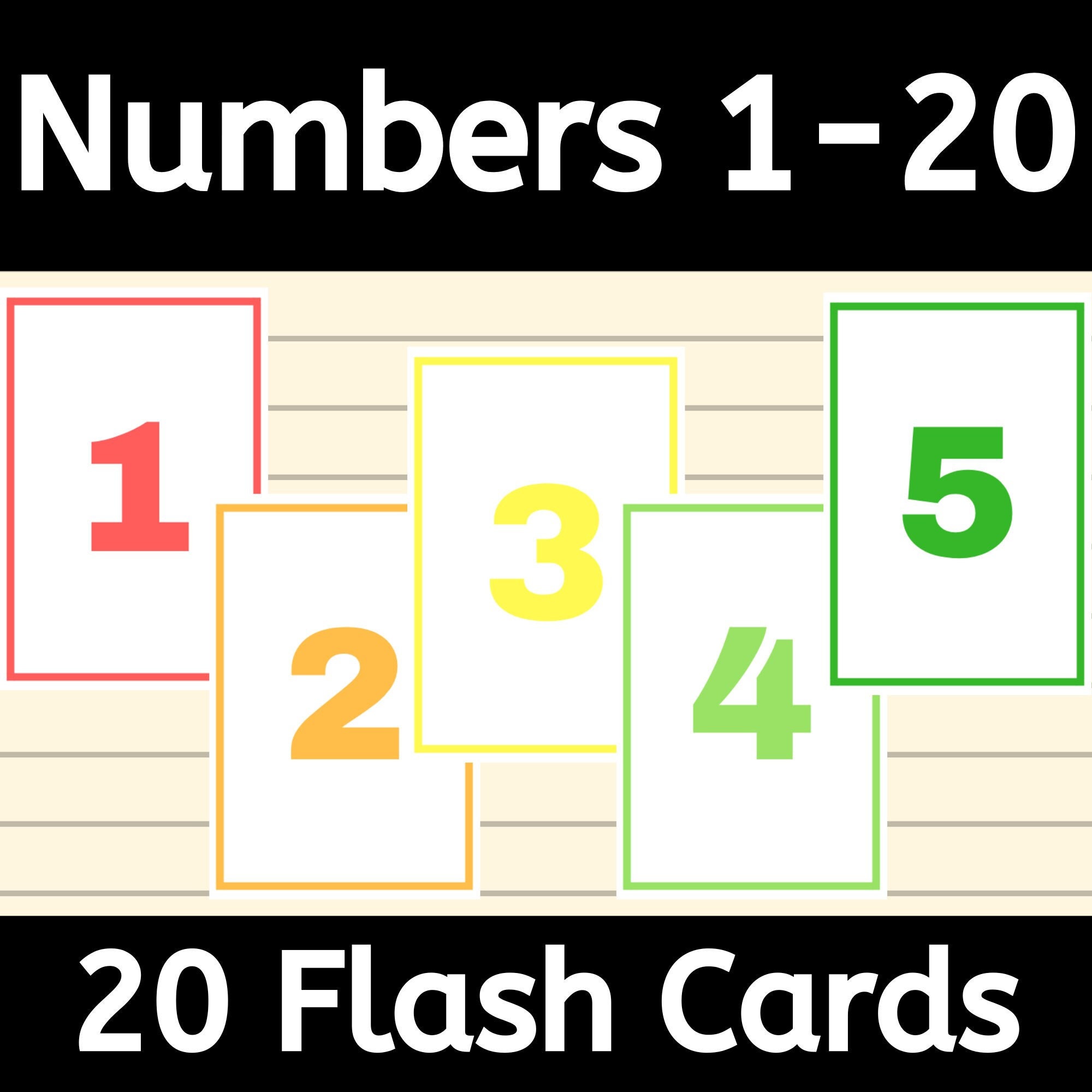 Number Flash Cards 1-20 - Flashcards for Back to School, Special ...