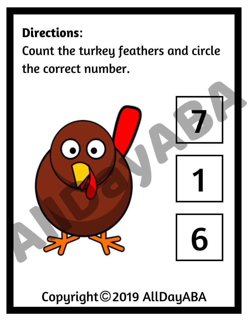 Thanksgiving Turkey Feather Counting ABA Therapy (Instant Download) - Etsy