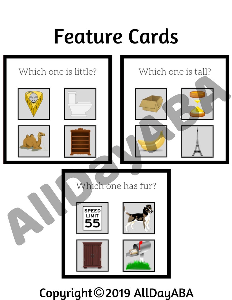 Feature Cards ABA & Speech Therapy Discrete Trial Training | Etsy