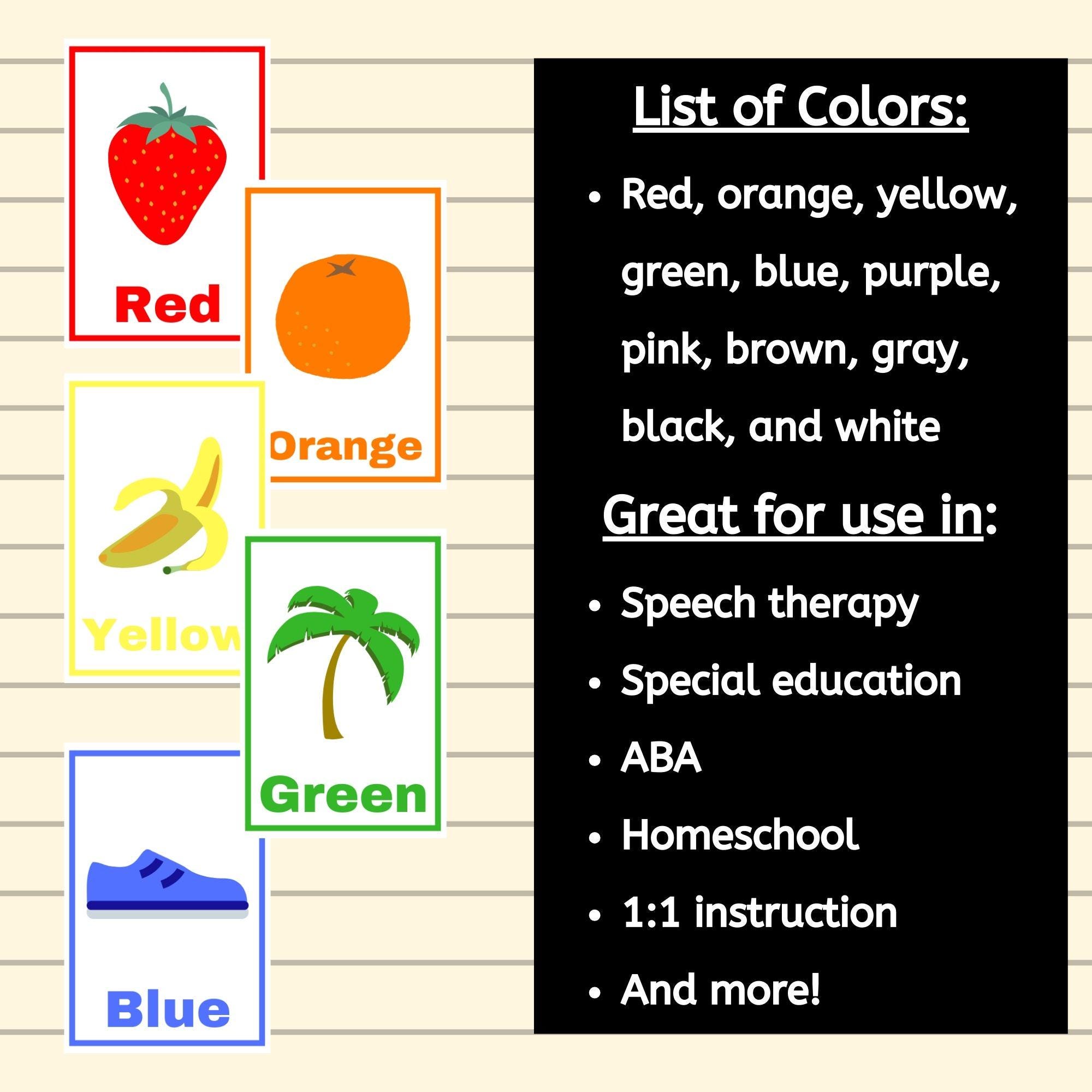 Color Flash Cards: Flashcards for Identifying Colors in Preschool, ABA ...