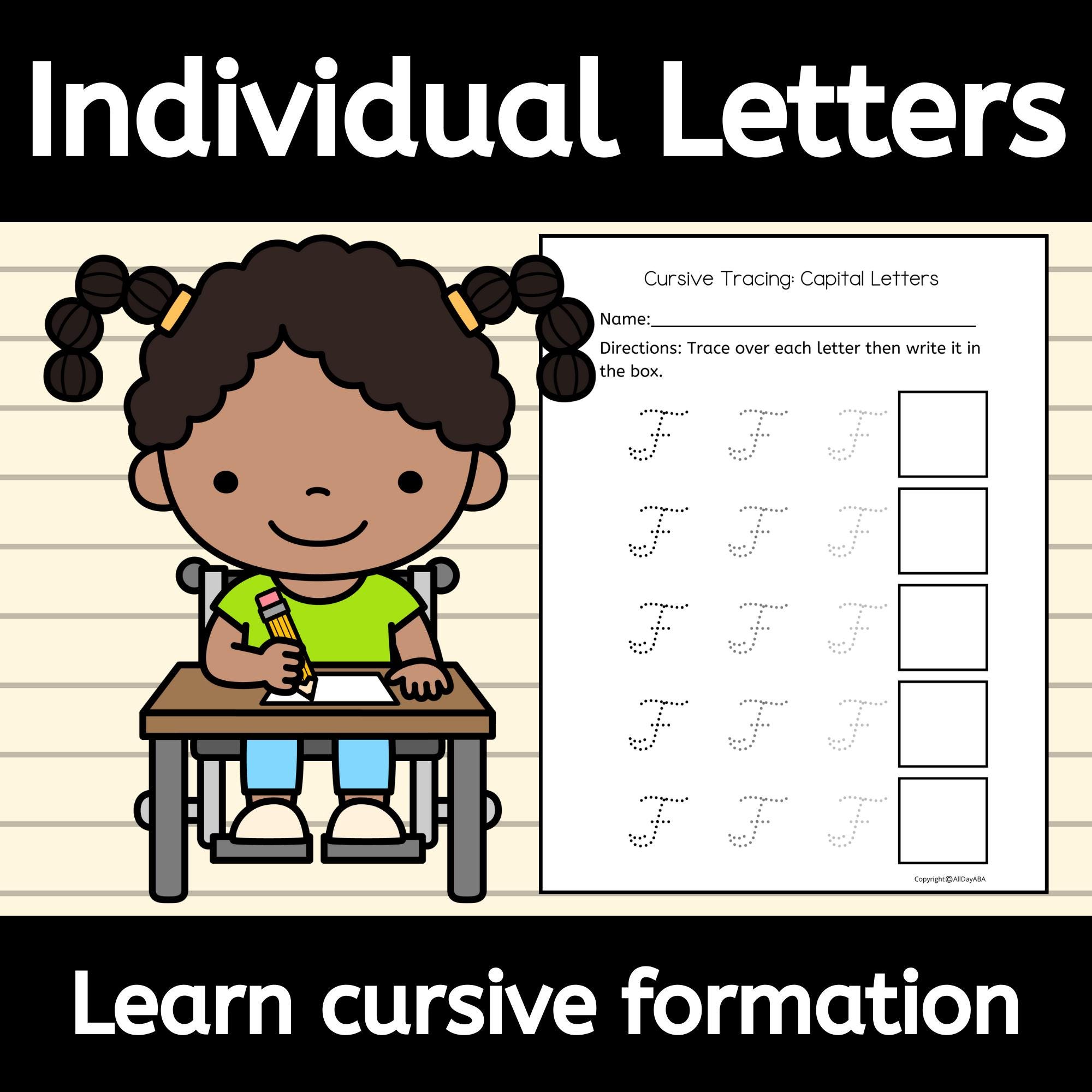Cursive Handwriting Practice Tracing Worksheets Faded Stimulus Letter ...