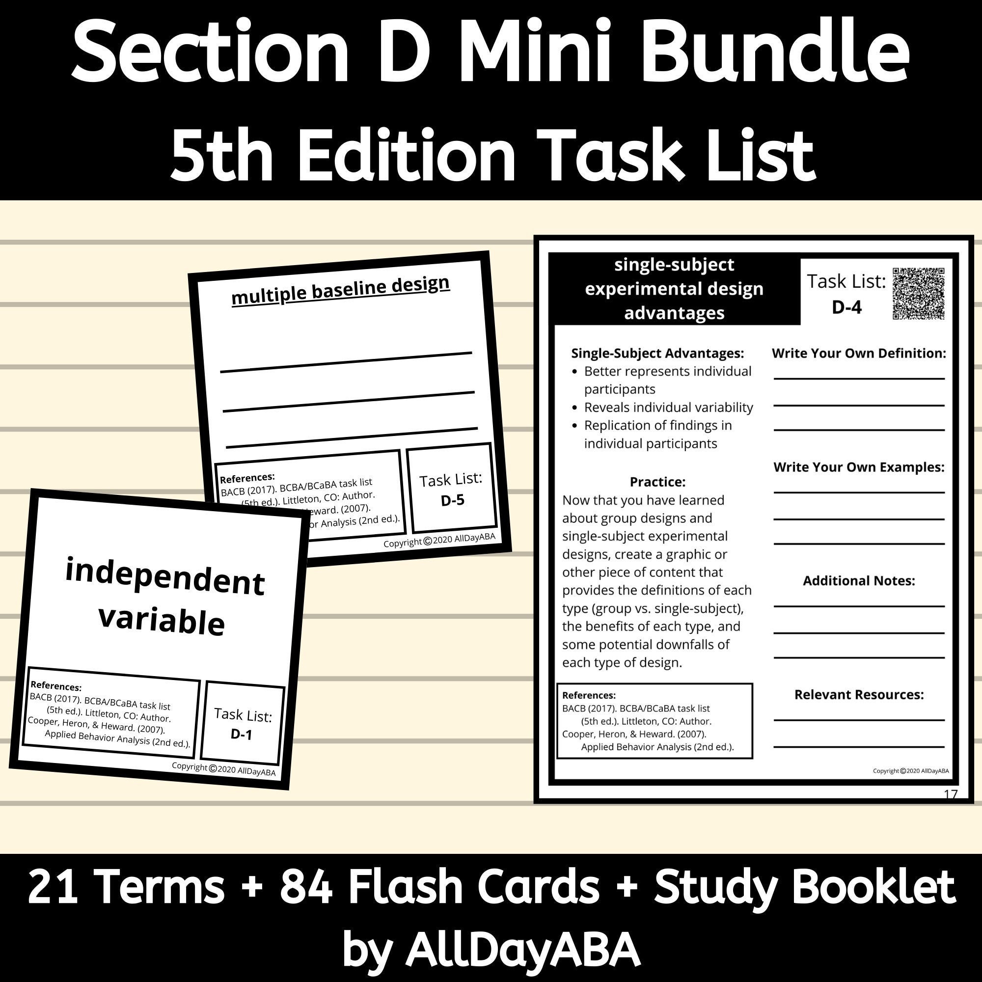 Section D 5th Edition Task List Mini Bundle for ABA and BCBA | Etsy