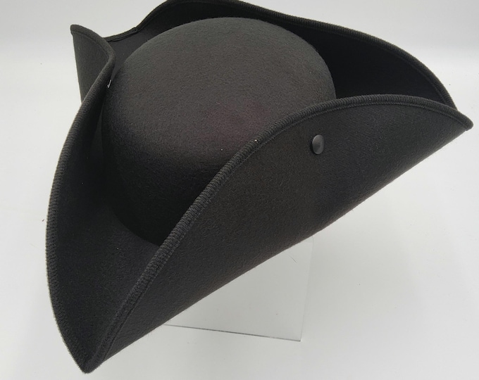 Unisex Child Adult Tri-corner Tricorn Pirate Hat Black Brown Black/gold ...
