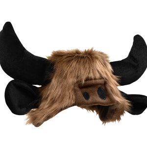 Adults Kids Furry Brown Bison Hat Fake Fur Buffalo Hats Soft Black ...
