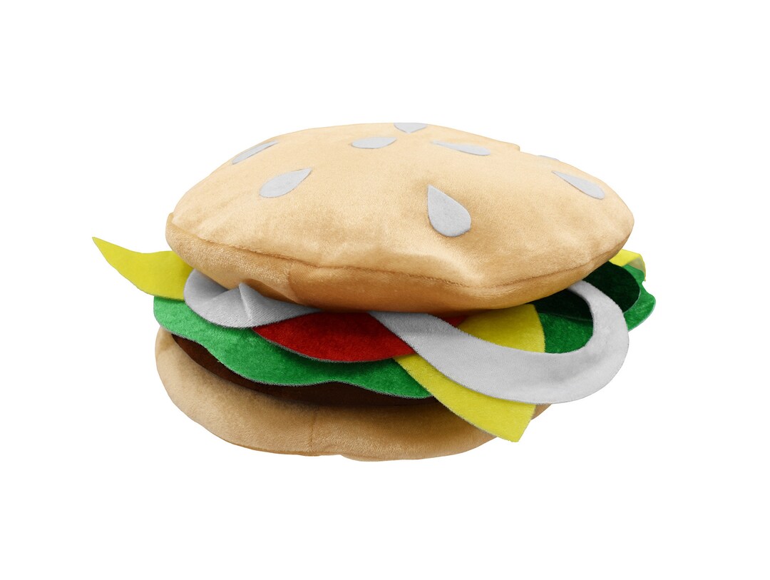 Silly Plush Soft Oversized Hamburger Cheeseburger Hat Food Vendor ...