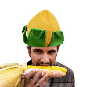 Adults Kids Corn Cob Hat Corn Stalk Cap Funny Food Truck Halloween ...
