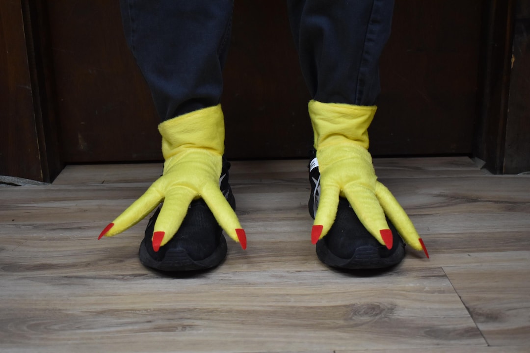 Fun Yellow Chicken Bird Feet Claws Furry Foot Shoe Top Covers Halloween ...