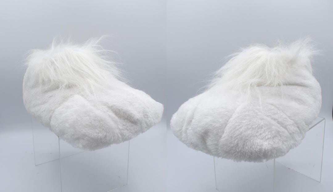 Plush Adult Easter Bunny Feet Slippers White Furry Fuzzy Rabbit Animal ...