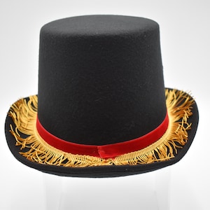Adult Deluxe Red & Black Ringmaster Top Hat Coachman Circus Carnival ...