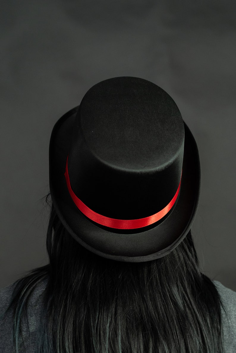 Black Top Hat With Red Band Caroler Snowman Ringmaster Mad | Etsy