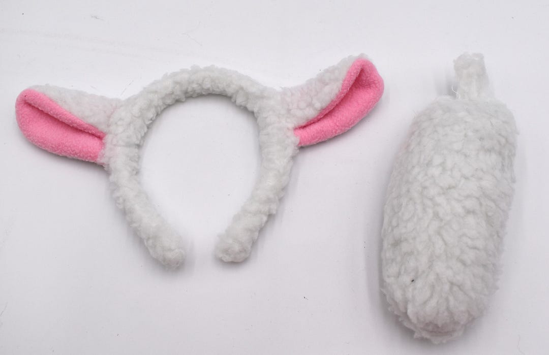 Adult Child White Lamb Sheep Animal Fluffy Ears Headband and Tail Kids ...