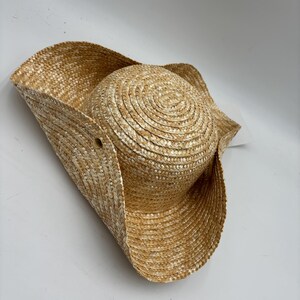 Handmade Formed Straw Tricorn Hat Colonial Pirate Southern Belle Wide ...