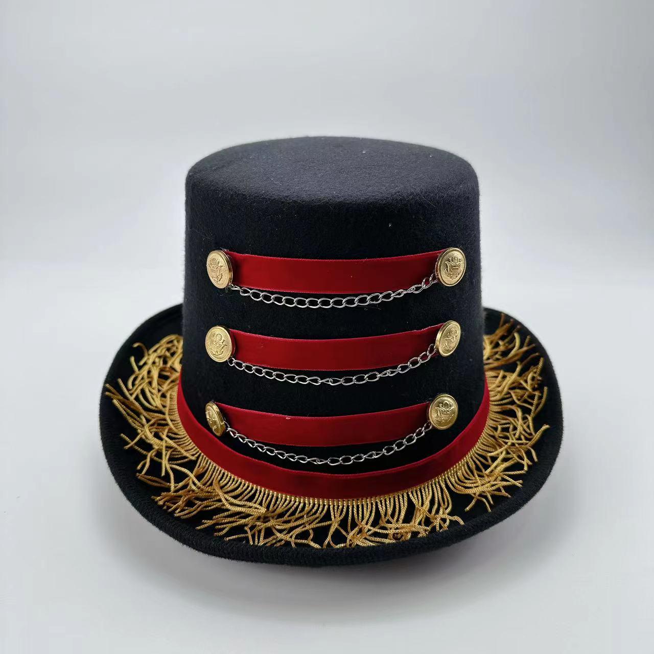 Adult Deluxe Red & Black Ringmaster Top Hat Coachman Circus Carnival ...