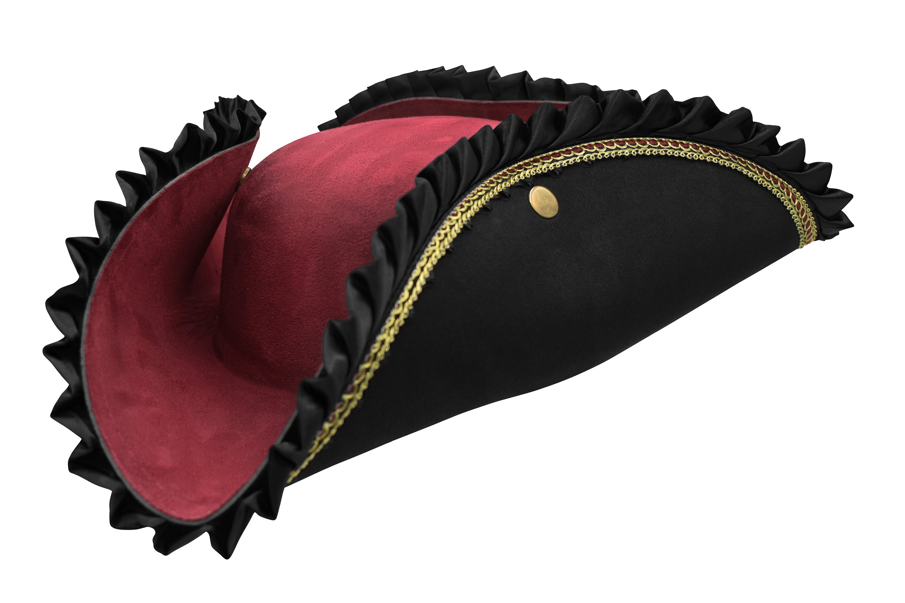 Deluxe Black and Maroon Tricorn Tricorner Pirate Hat | Etsy