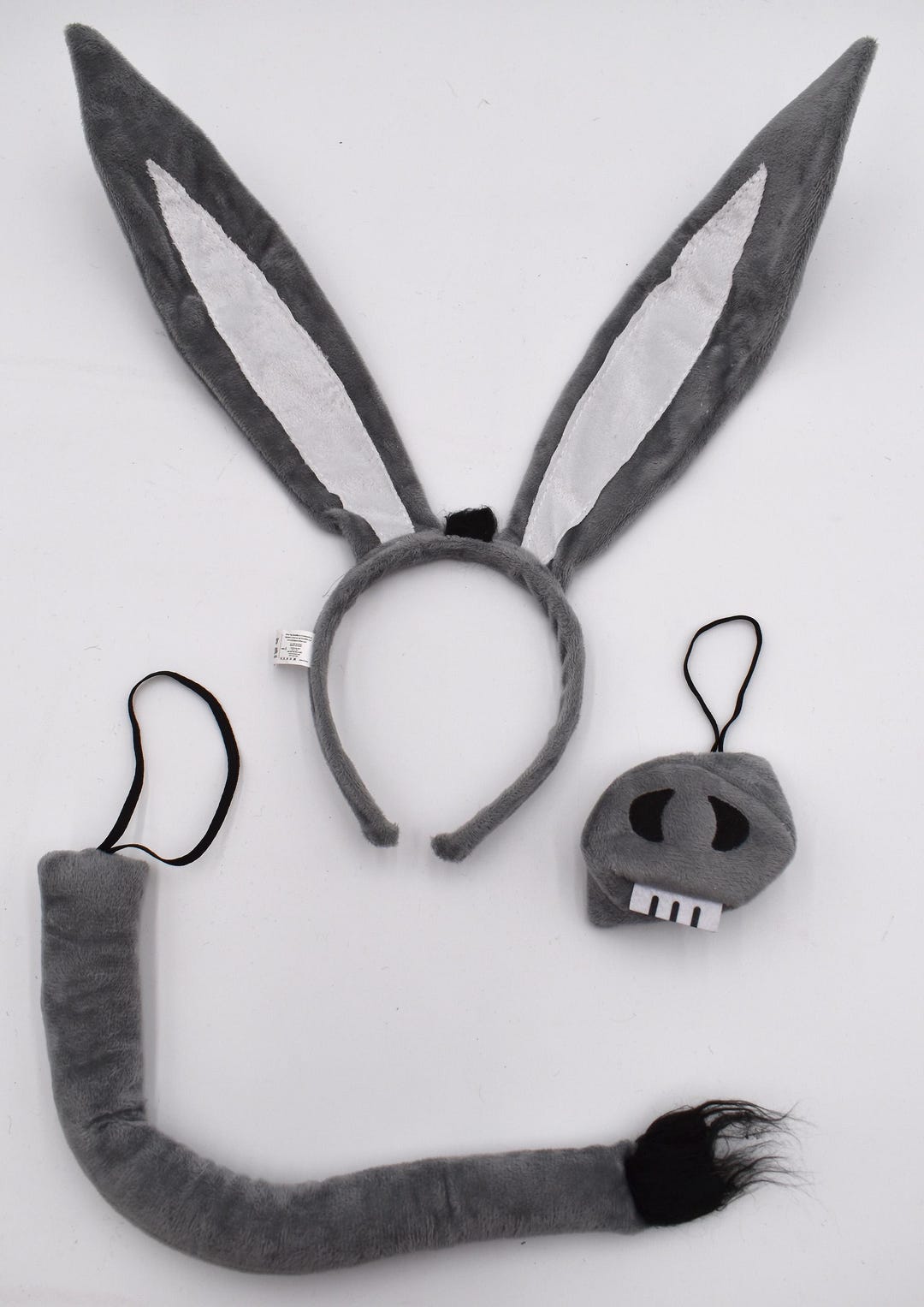 Adult Kids Funny Cosplay Animal Gray Jumbo Donkey Ears Headband Tail ...