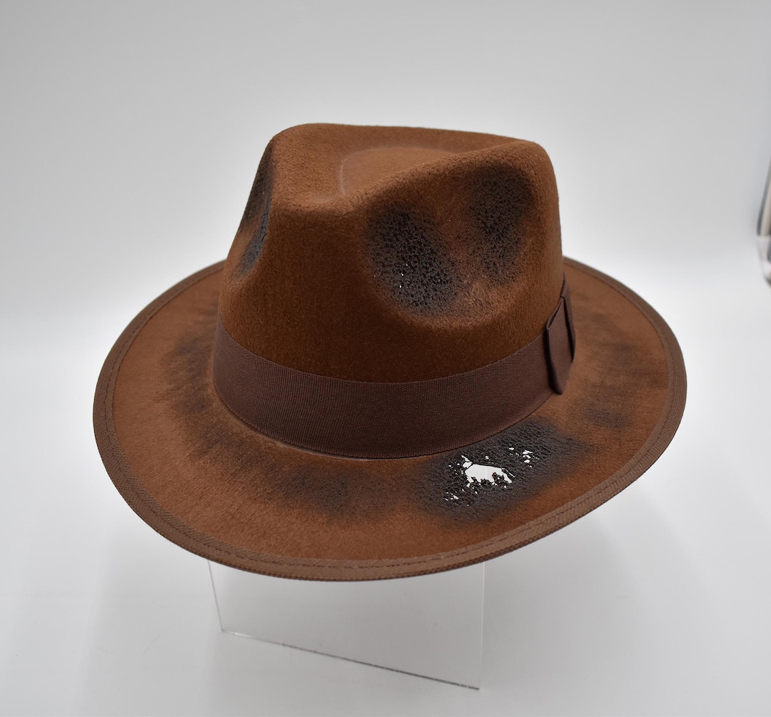 Unisex Adult Burned Tattered Brown Fedora Hat Horror Scary Nightmare ...