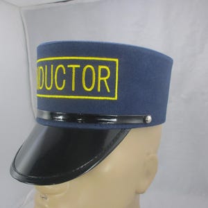 Mens Womens Military Navy Blue Train Conductor Hat Victorian Steampunk ...