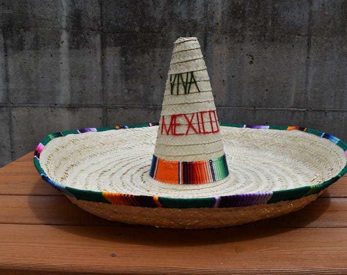 Handmade 27" Giant Huge Jumbo Straw Mexican "viva Mexico" Authentic ...